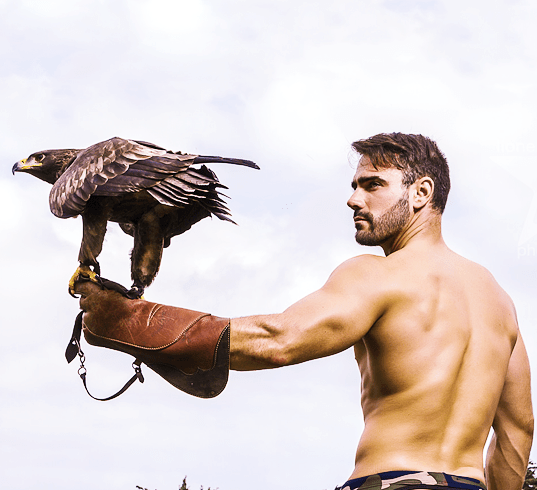 Model Jess Vill with an eagle, photos by Lionel André | MATTHEW'S ISLAND