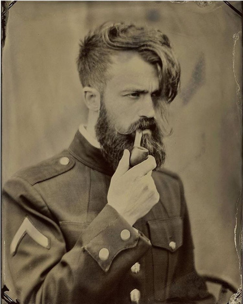 Vintage Bearded Soldier with a pipe | MATTHEW'S ISLAND