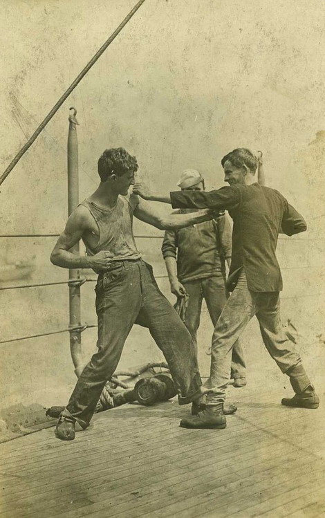 Sailors sparring on deck | MATTHEW'S ISLAND