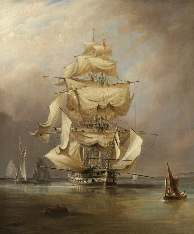 “HMS Asia Taking in Her Sails” by Richard Beechey, 1824 | MATTHEW'S ISLAND