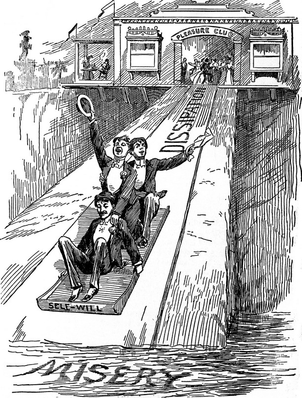 Sliding down the slippery slope of debauchery to the pool of misery ...