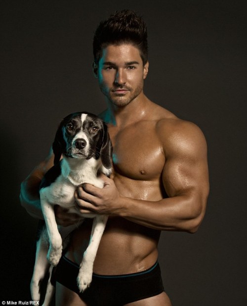 Shirtless model with a puppy by Mike Ruiz | MATTHEW'S ISLAND