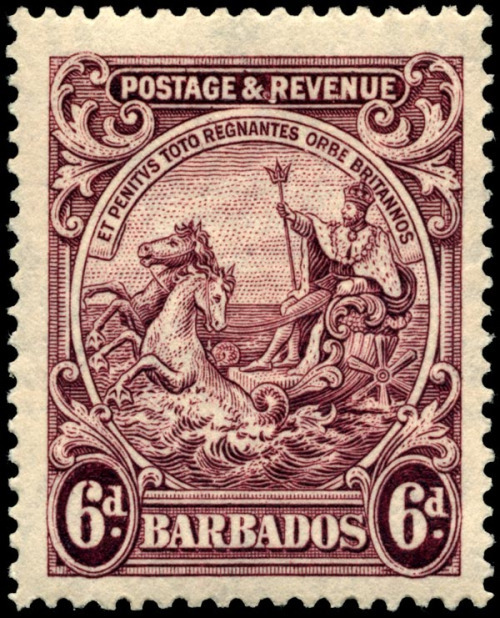 Stamp from Barbados with King George V pictured as Poseidon | MATTHEW'S ...