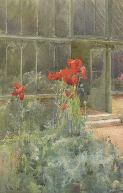 Poppies outside a greenhouse – painting by Mildred Anne Butler ...
