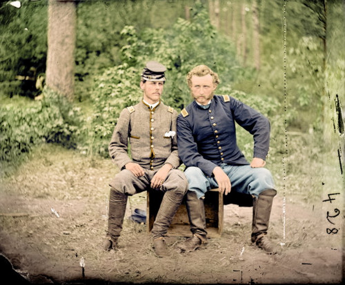 Colourized picture of two brothers together, one a Confederate and the ...
