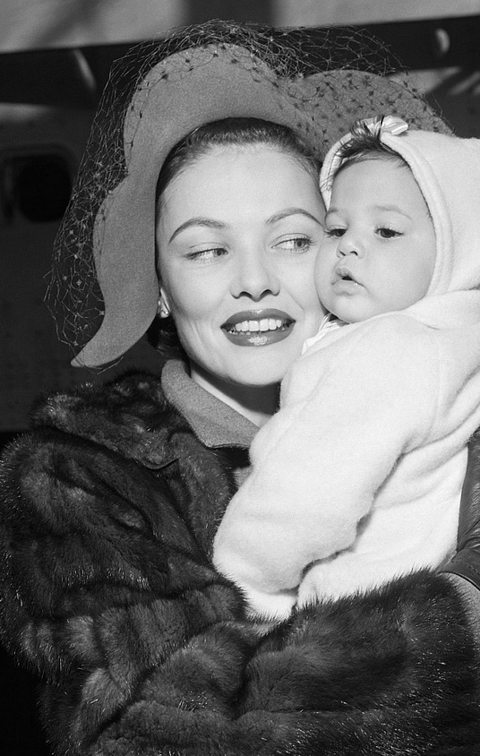 Gene Tierney and daughter, on board a ship crossing the Atlantic ...