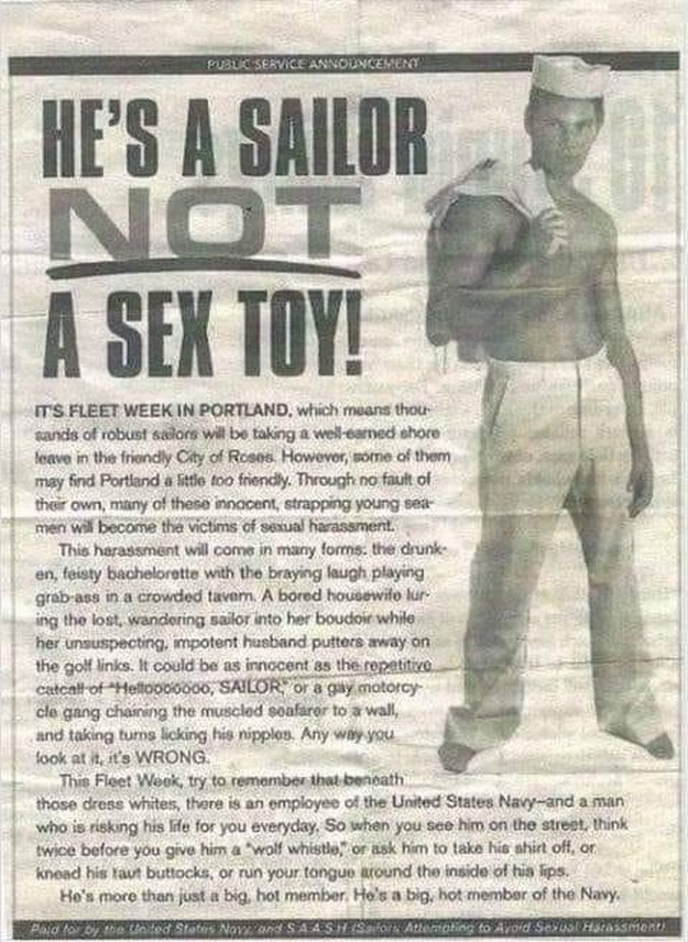 He’s a sailor – not a sex toy! | MATTHEW'S ISLAND