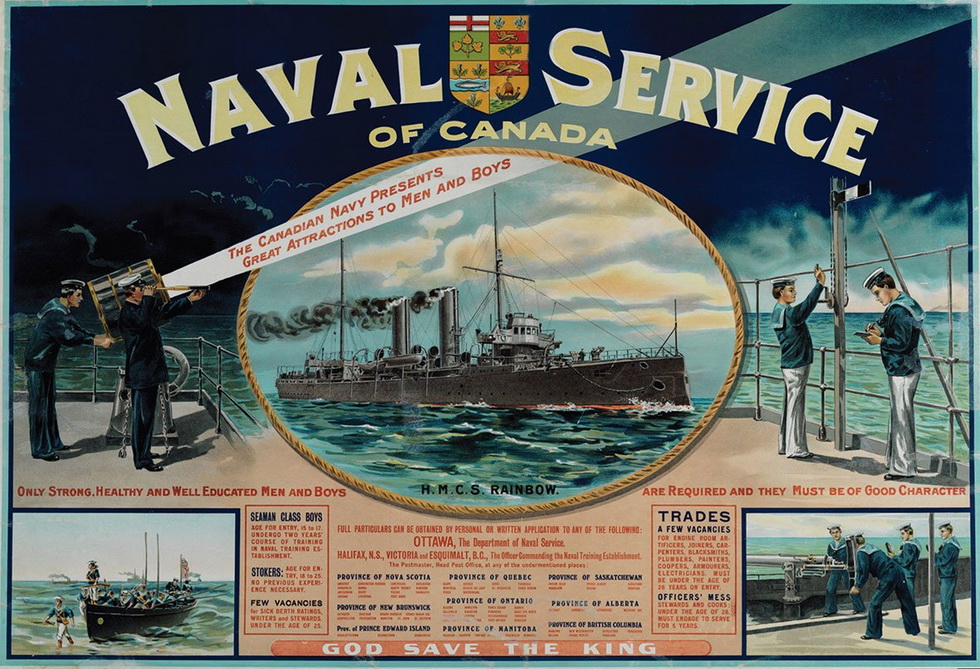 Vintage Royal Canadian Navy poster featuring the HMCS Rainbow | MATTHEW ...