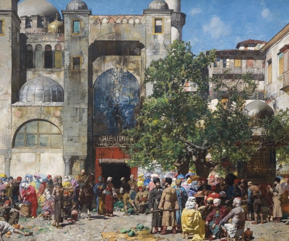 “Oriental Market”, Constantinople (Istanbul), by Italian painter ...